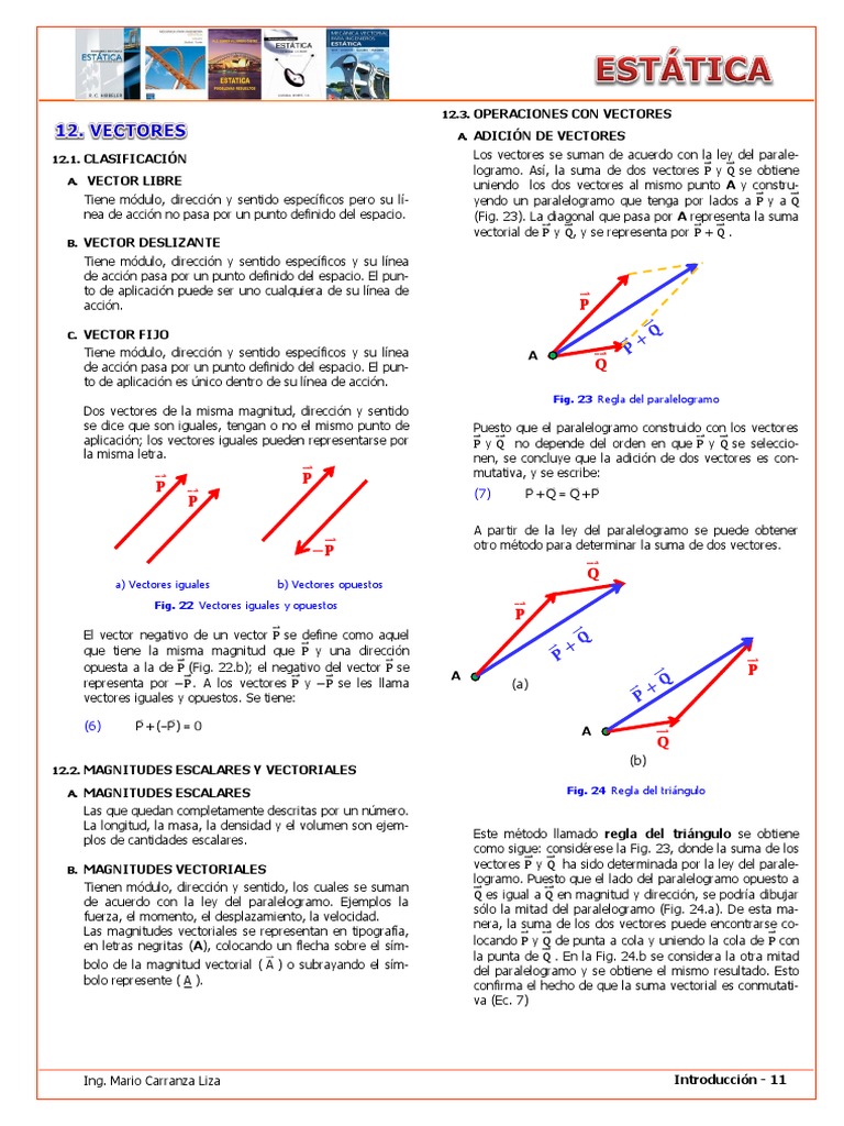 Vectores - Estática | PDF | Vector Euclidiano | Escalar (Matemáticas)