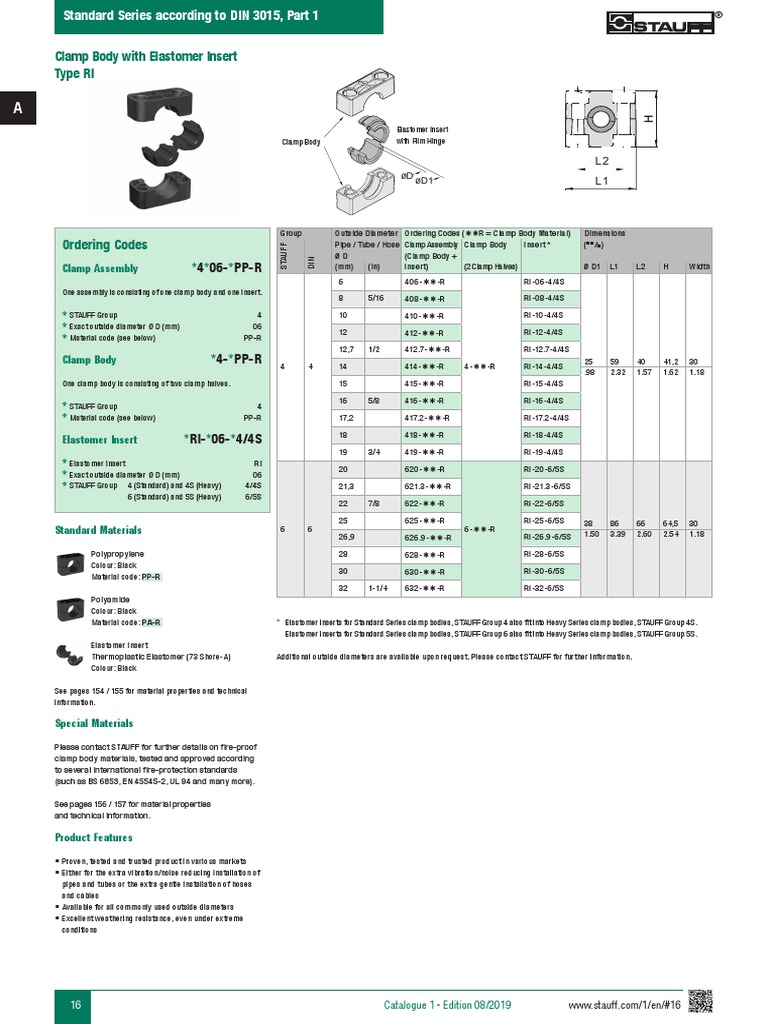 Catalogue 1 - STAUFF Clamps | PDF | Pipe (Fluid Conveyance ...