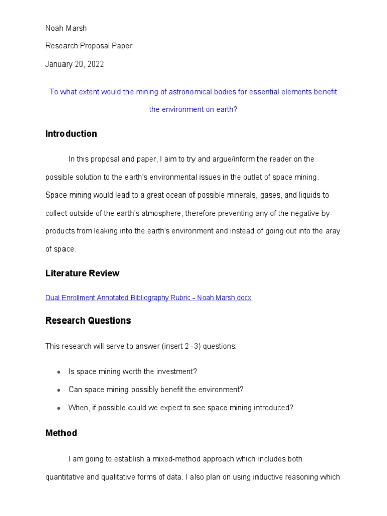 The Research Proposal Paper | PDF | Natural Environment | Mining