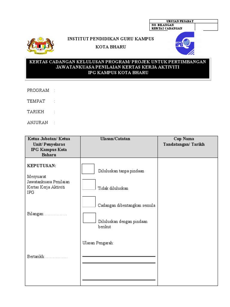 Kertas Cadangan Program JPP IPG | PDF