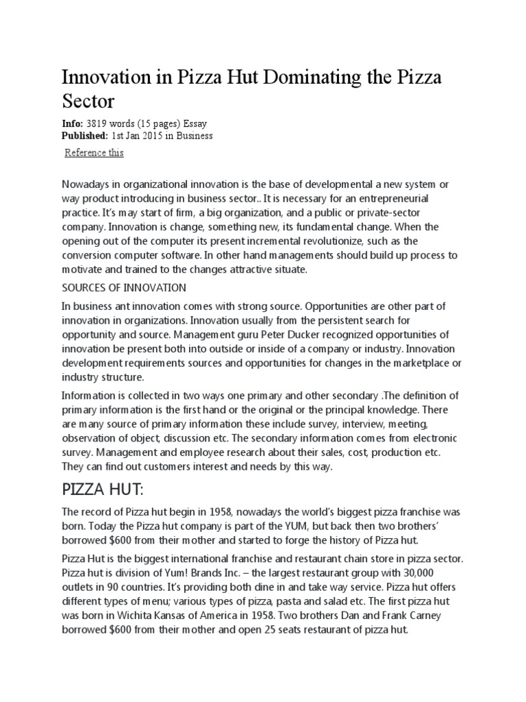 Innovation in Pizza Hut | PDF | Innovation | Point Of Sale