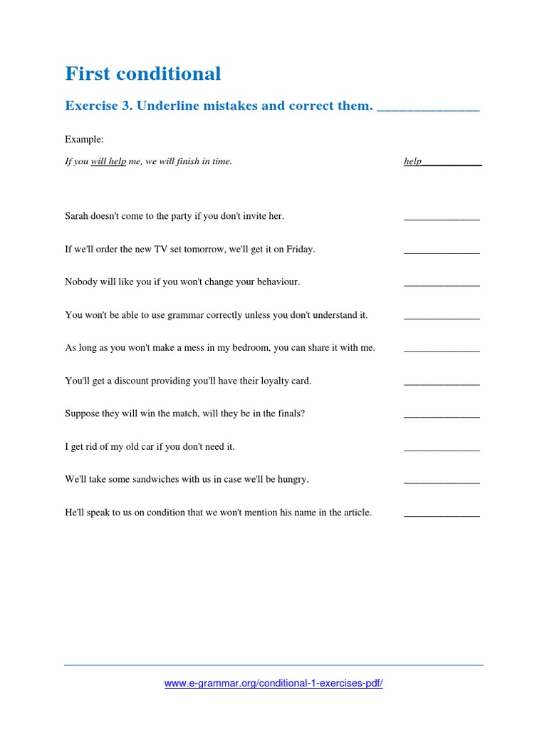 First Conditional Exercise Correct Mistakes | PDF