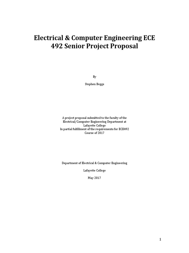 Electrical & Computer Engineering ECE 492 Senior Project Proposal | PDF ...
