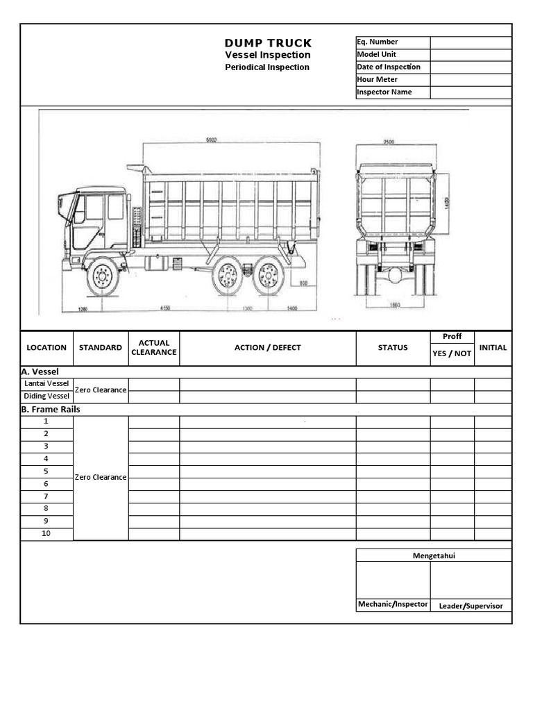 Program Pemeriksaan Attachment - Vessel Dump Truck | PDF
