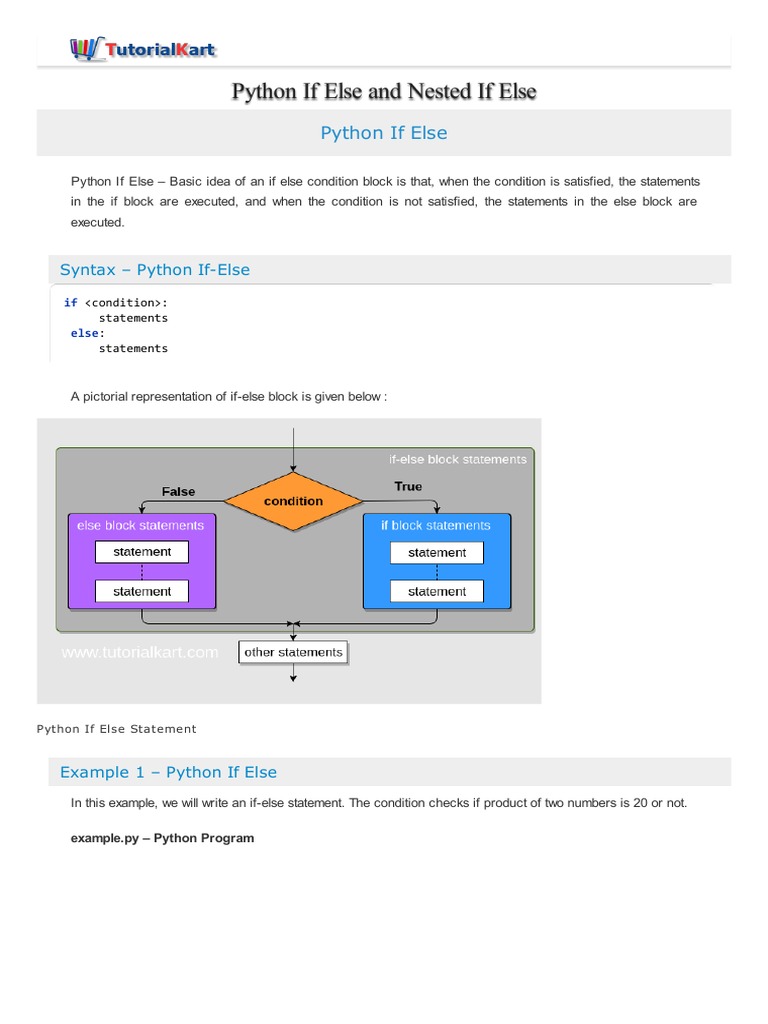 Python If Else And Nested If Else Pdf Python Programming Language