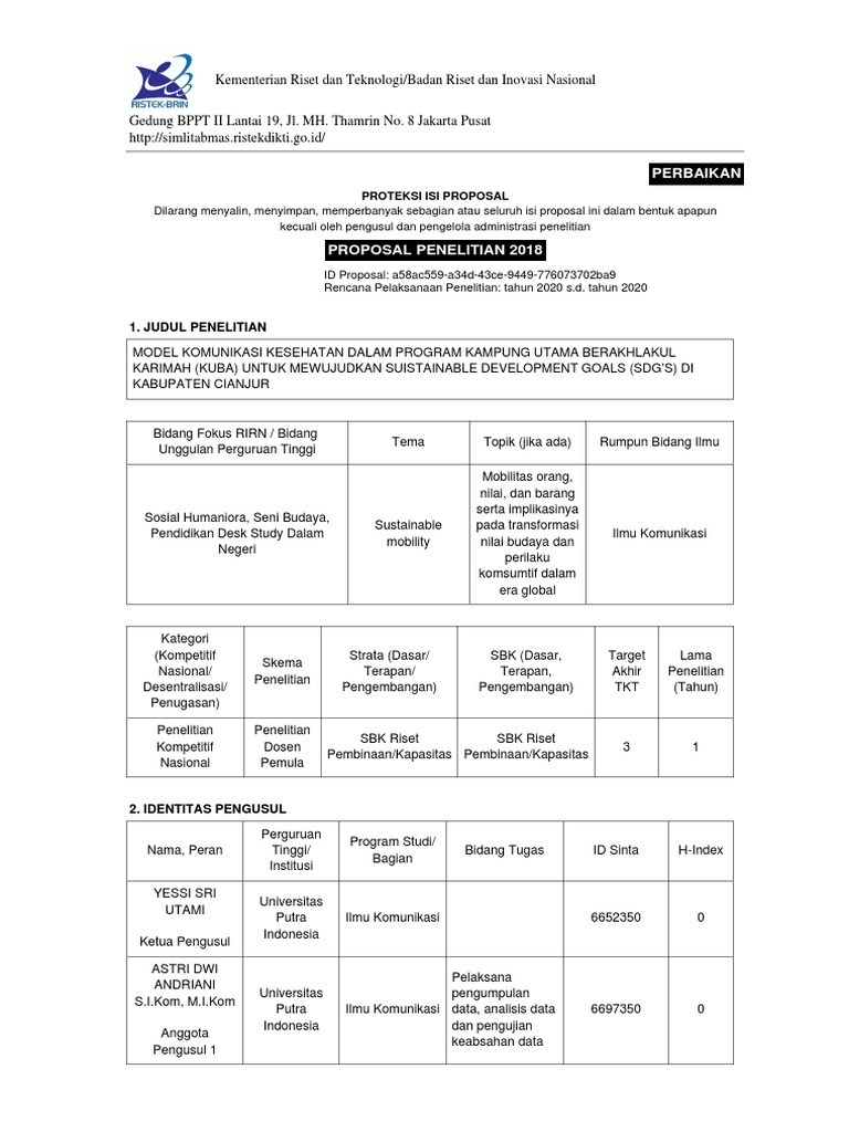 UsulanLengkapPenelitian YESSI SRI UTAMI M.I.Kom | PDF