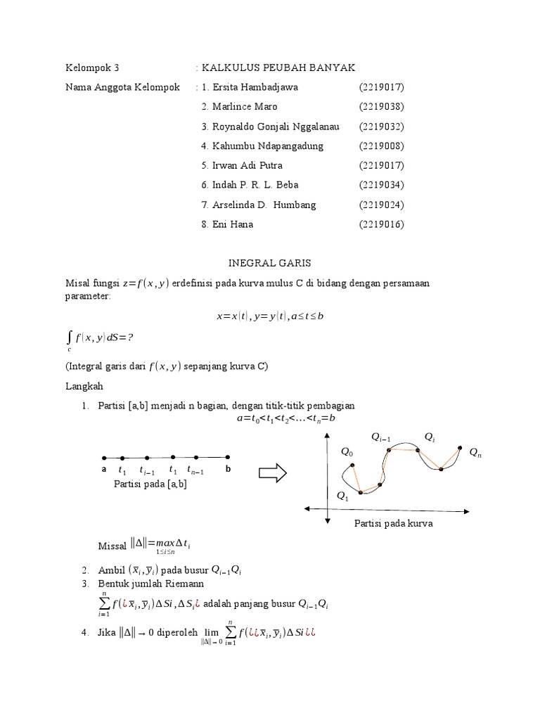 Integral Garis dalam Kalkulus Peubah Banyak | PDF