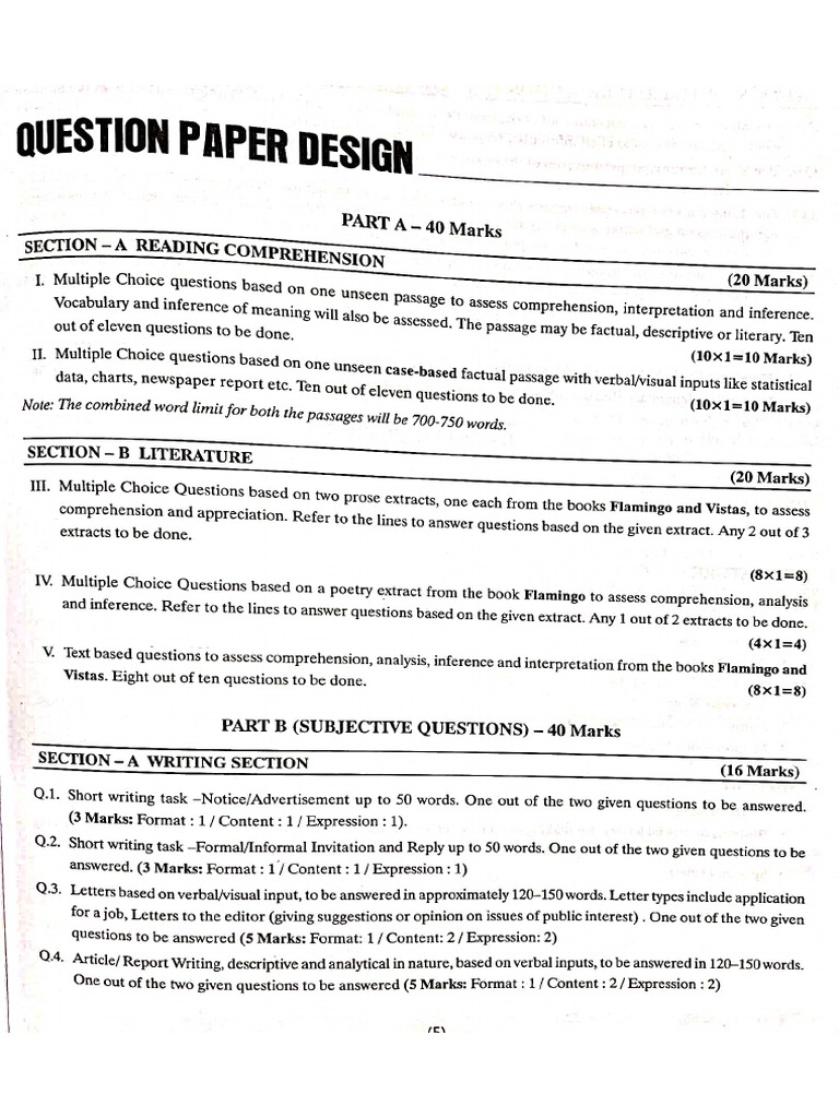 Question Paper Design Pdf
