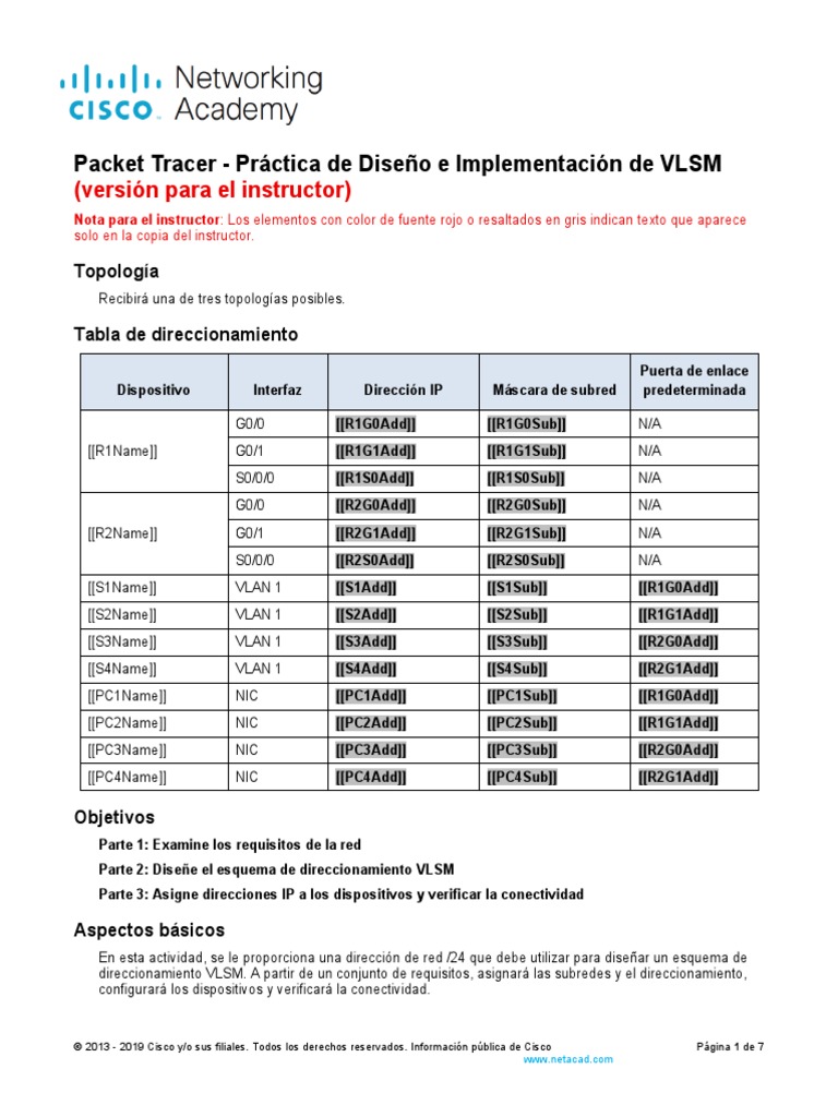 Diseño e implementación de un esquema de direccionamiento VLSM | PDF | Dirección IP | Ciencias ...