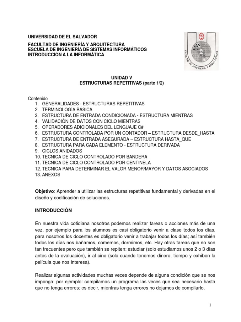 Estructuras Repetitivas en Informática | PDF | Variable (informática ...
