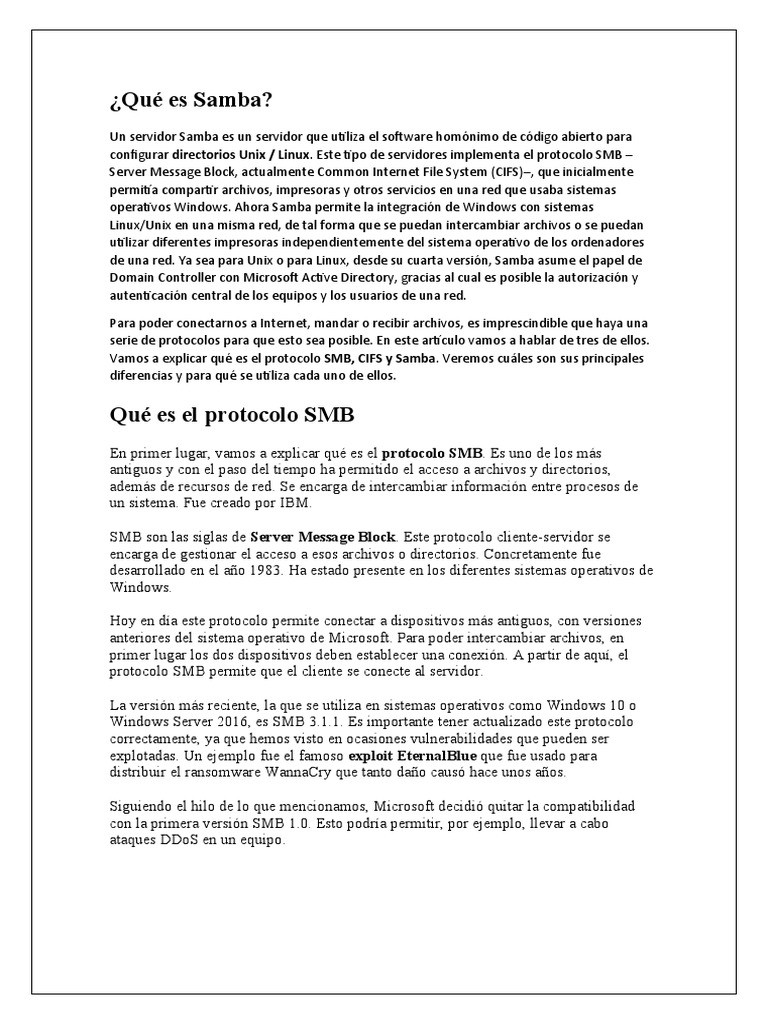 Qué Es Samba | PDF | Microsoft Windows | Red de computadoras