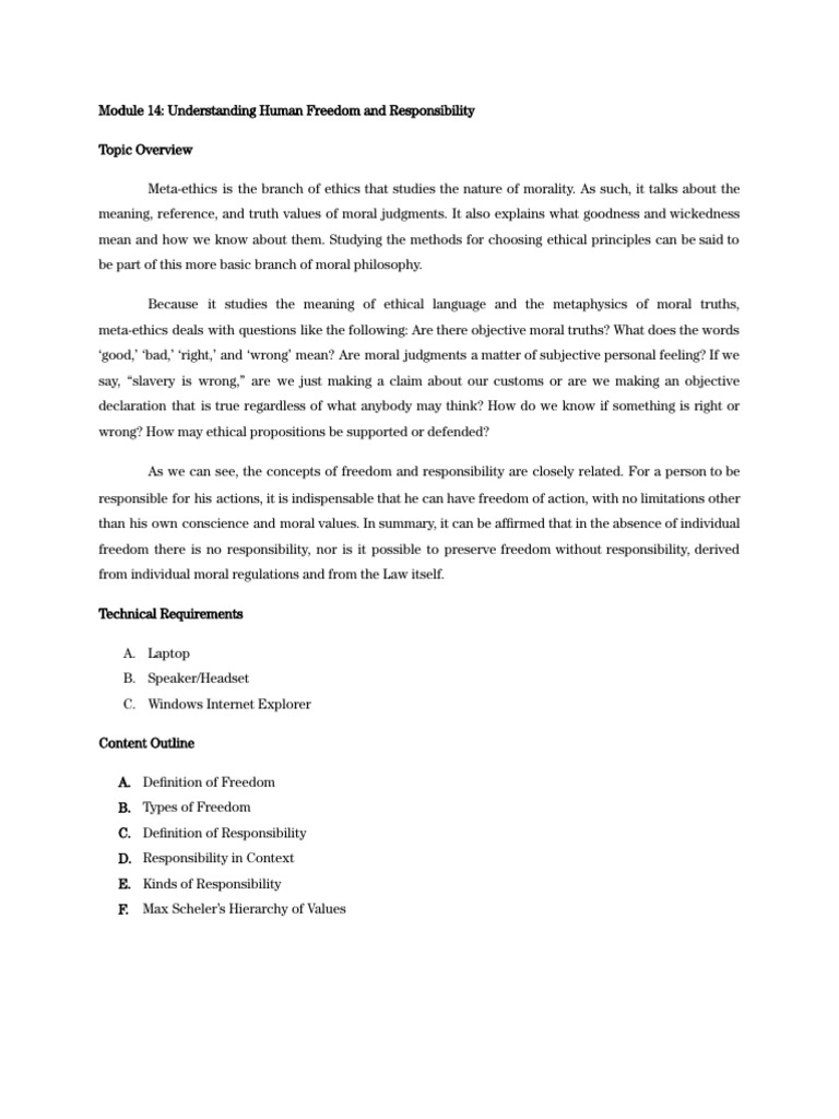 Module 14 Understanding Human Freedom Jonathan Pascual | PDF