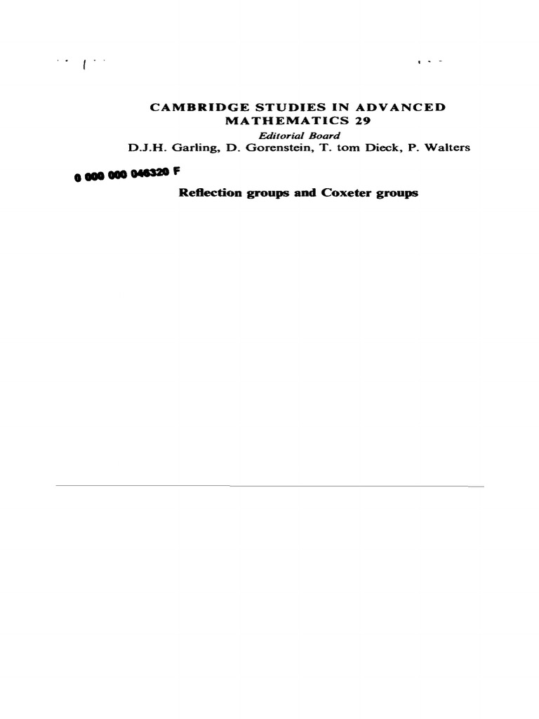 Reflection Groups and Coxeter Groups - James E. Humphreys | PDF