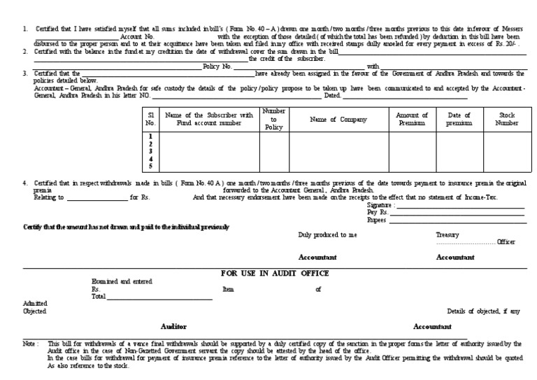 Jhansi Aptc Form 40 A 1 | PDF | Accountant | Insurance