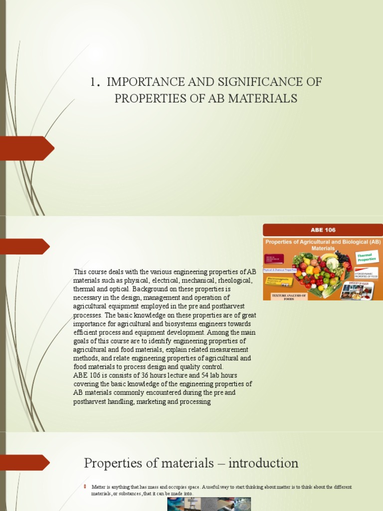 Importance and Significance of Properties of Ab Materials-Antonette O ...