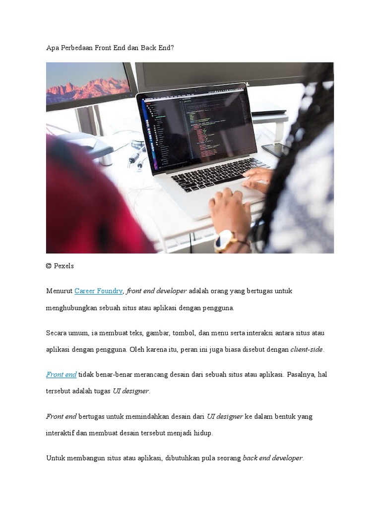 Beda Front End Dan Backend | PDF | Seni | Komputer