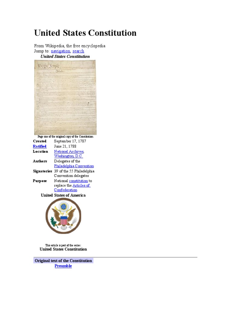United States Constitution | PDF | Politics | History