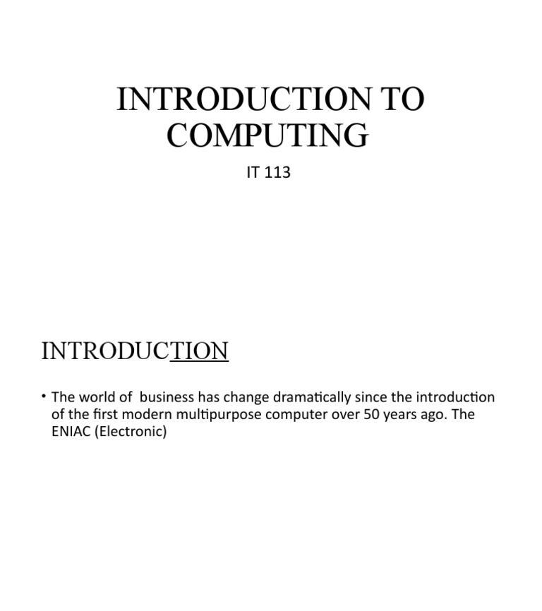 Introduction To Computing | PDF