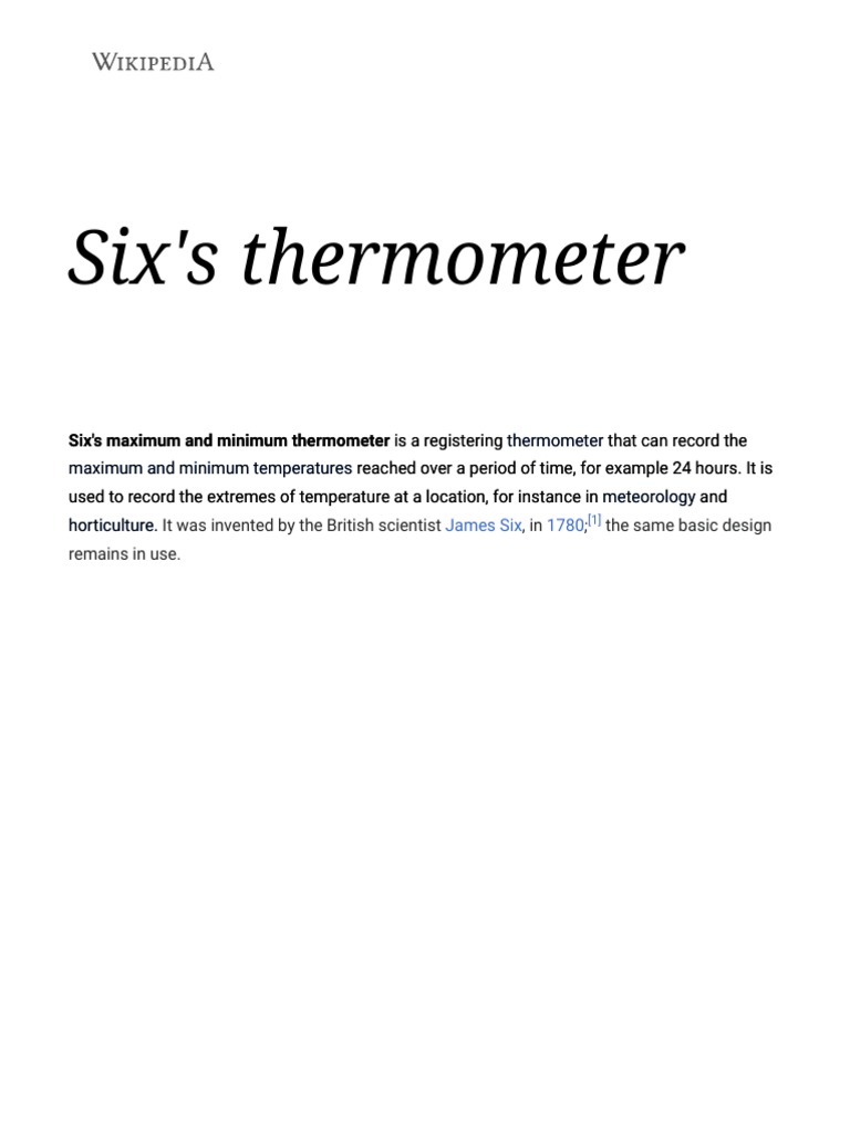 Six's Thermometer - Wikipedia | PDF | Transparent Materials | Quantity