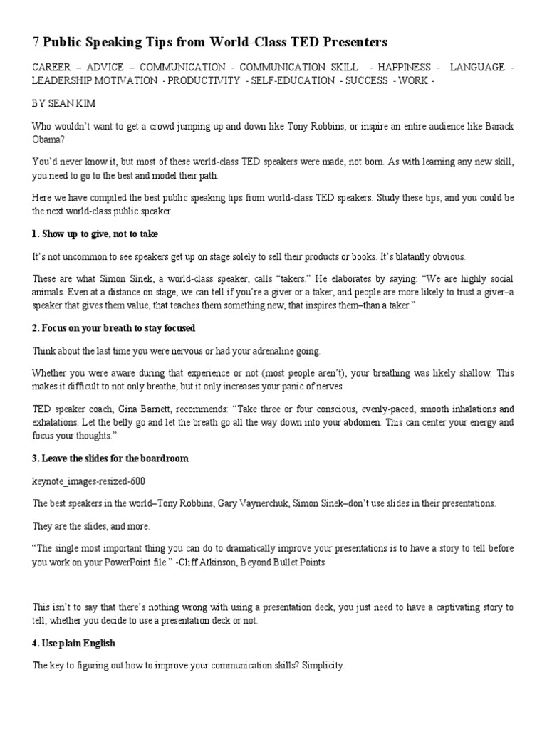 7 Public Speaking Tips From World Pdf