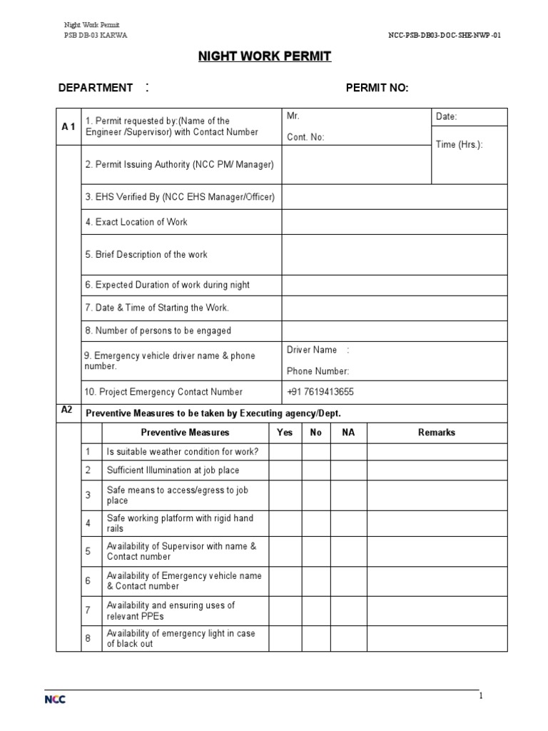 Night Work Permit. | PDF | Transport