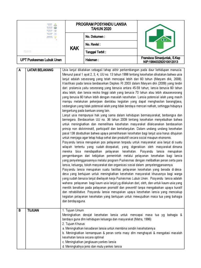 Kak-Sop-Program Lansia & Posyandu Lansia | PDF