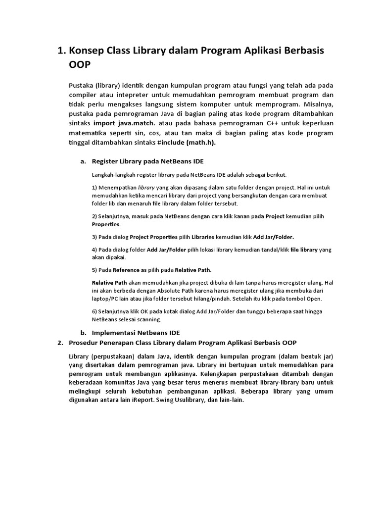 Konsep Class Library Dalam Program Aplikasi Berbasis Oop: A. Register Library Pada Netbeans Ide ...
