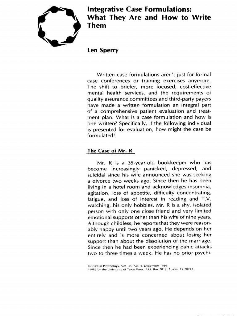 Integrative Case Formulations What They Are and How To Write Them | PDF