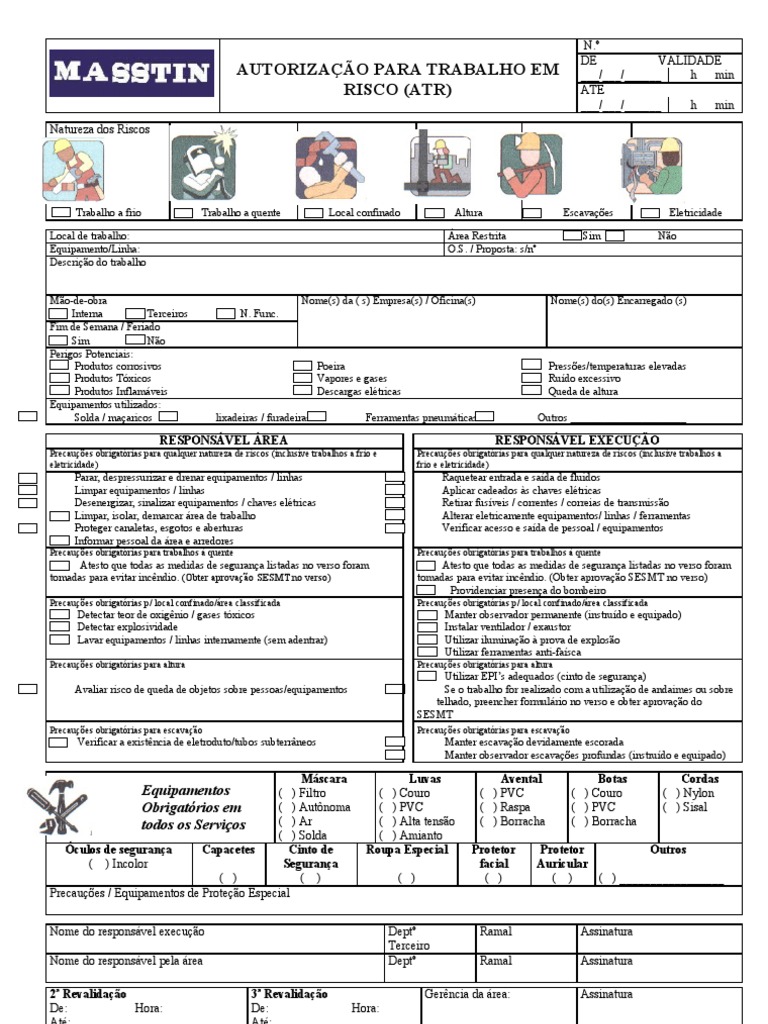 ATR - Autorização para Trabalhos em Risco | PDF | Andaime | Eletricidade