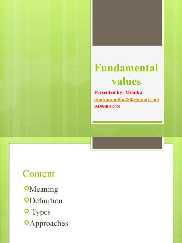 Fundamental Values: Presented By: Monika 9459001418 | PDF | Value ...