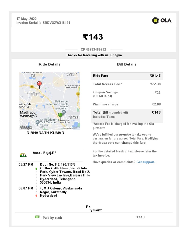 OLA Bill 1 | PDF | Invoice | Economies