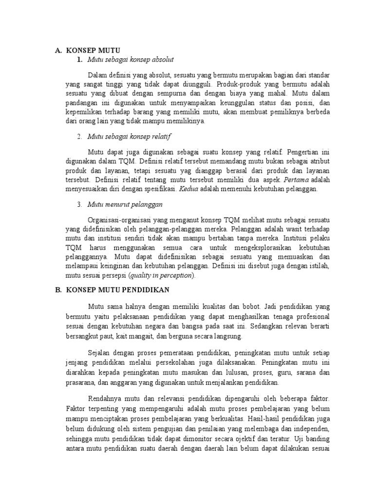 Konsep Mutu Pendidikan | PDF | Karier & Perkembangan