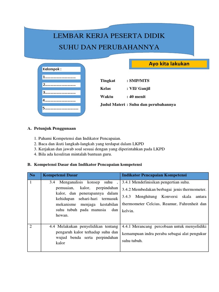 Lkpd Suhu Dan Kalor Pdf
