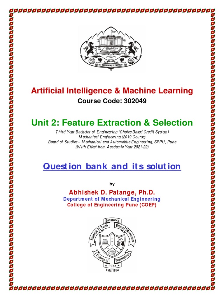 Unit 2: Feature Extraction & Selection: Artificial Intelligence ...