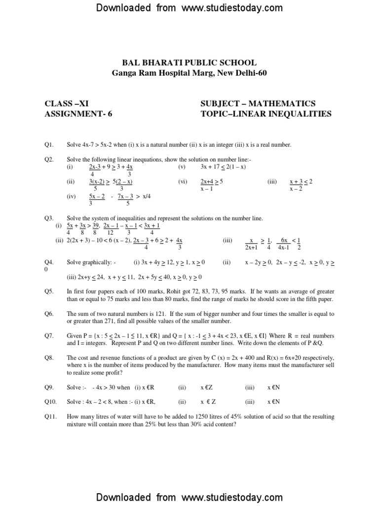 CBSE Class 11 Mathematics Worksheet | PDF | Mathematical Objects ...