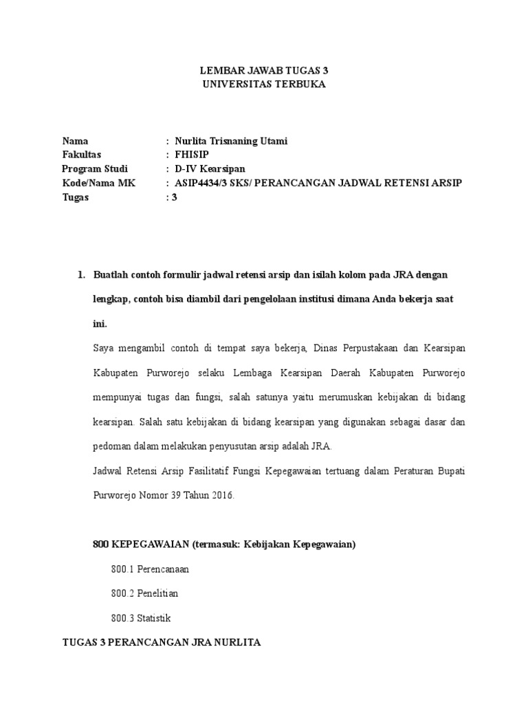 Tugas 3 Perancangan Jra | PDF