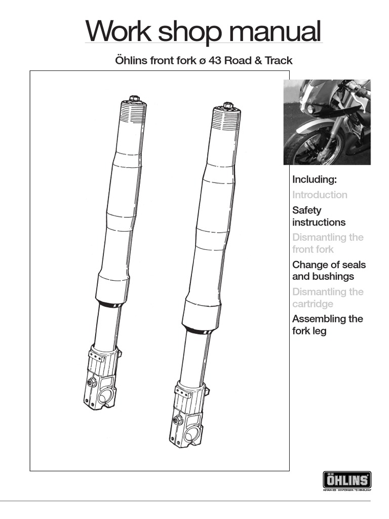 Work Shop Manual: Öhlins Front Fork Ø 43 Road & Track | PDF | Nut ...