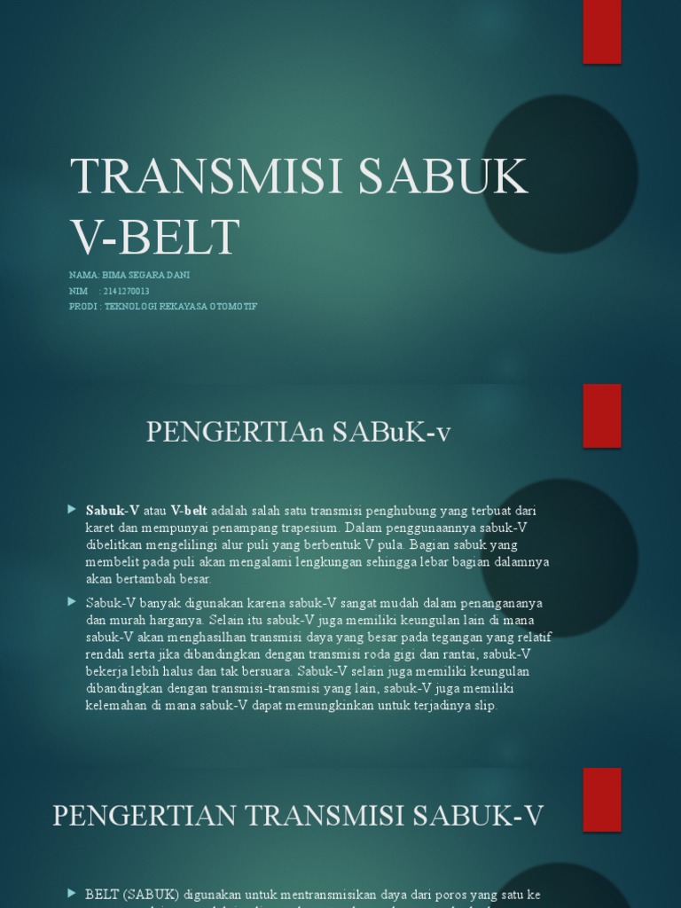 06 - Bima Segara Dani - TRANSMISI SABUK V-BELT | PDF