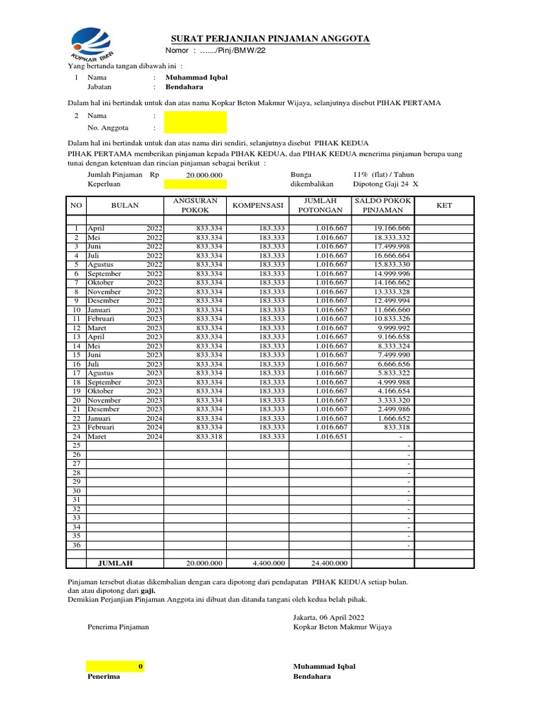 Simulasi Pinjaman | PDF
