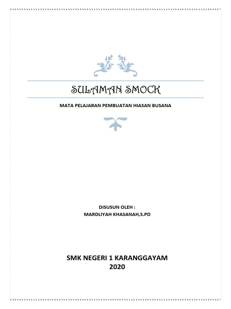 Teknik dan Macam Sulaman Smock | PDF | Kajian Bahasa Asing | Griya & Taman