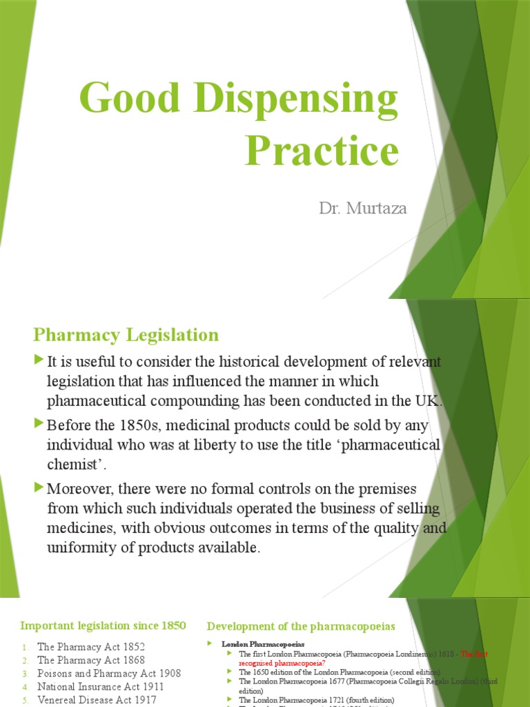 Lecture 1 Good Dispensing Practice | PDF | Medical Prescription | Pharmacy