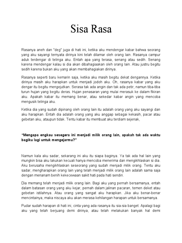 Sisa Rasa | PDF | Pengembangan Diri