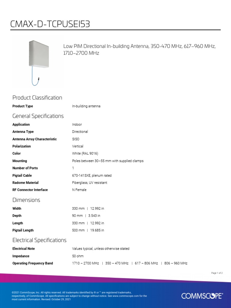 CMAX D TCPUSEI53 Product Specifications | PDF