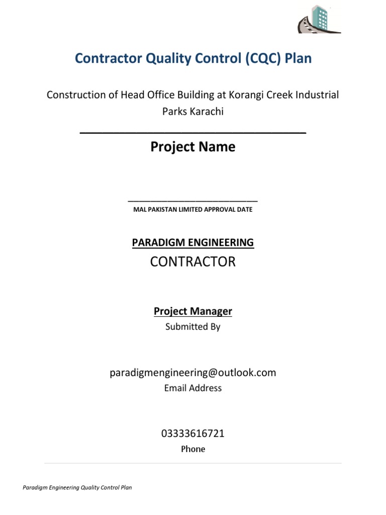 Contractor Quality Control (CQC) Plan: Project Name | PDF ...