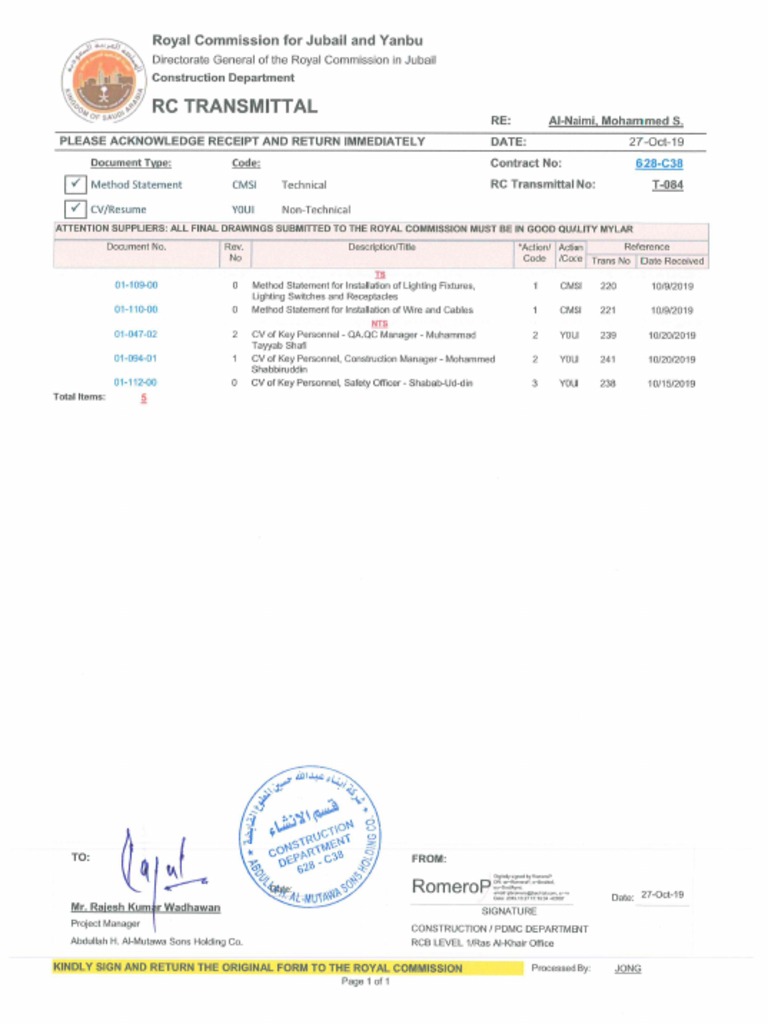 Method Statement For Installation of Lighting Fixtures, Lighting ...