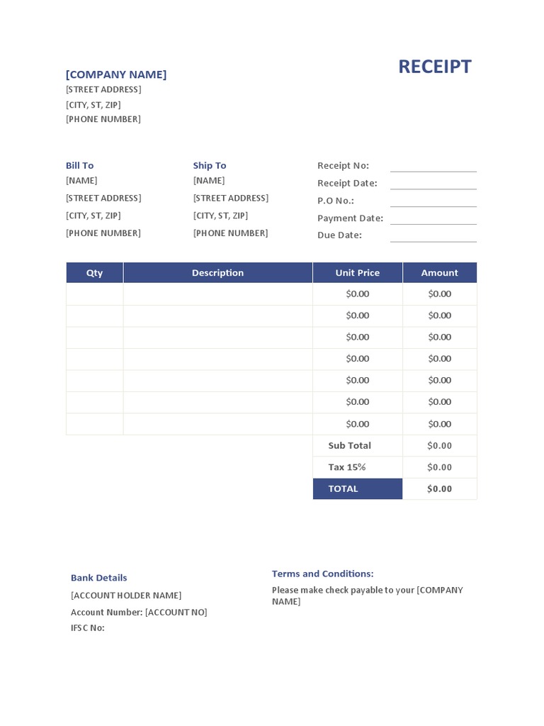Free Receipt Format Template | Download Free PDF | Receipt
