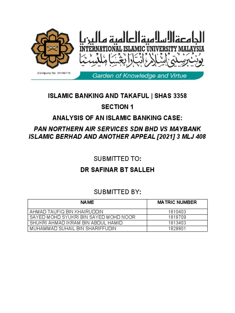 Case Analysis Islamic Banking Takaful | PDF | Islamic Banking And ...