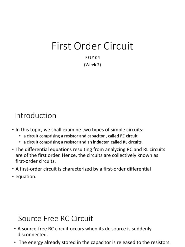 Week 2 First Order Circuit | PDF | Electrical Network | Capacitor
