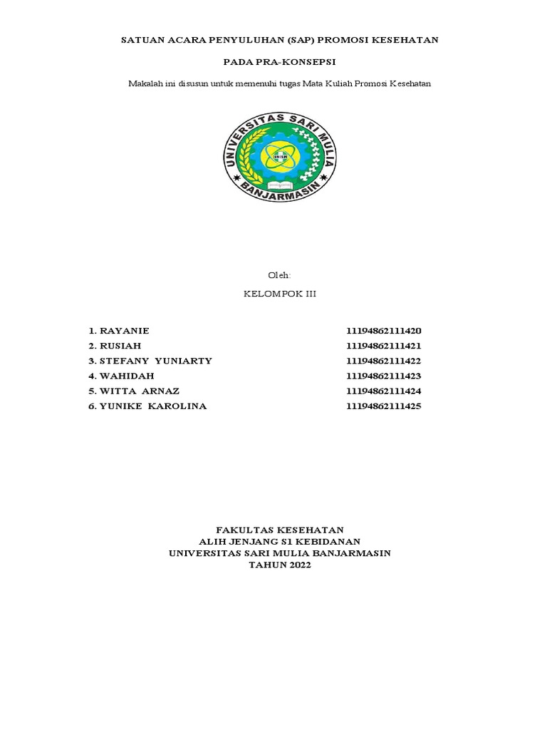 SAP Promkes Prakonsepsi | PDF