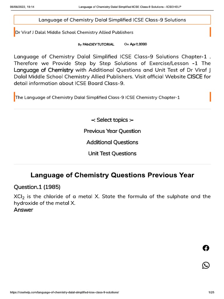 Language of Chemistry | PDF